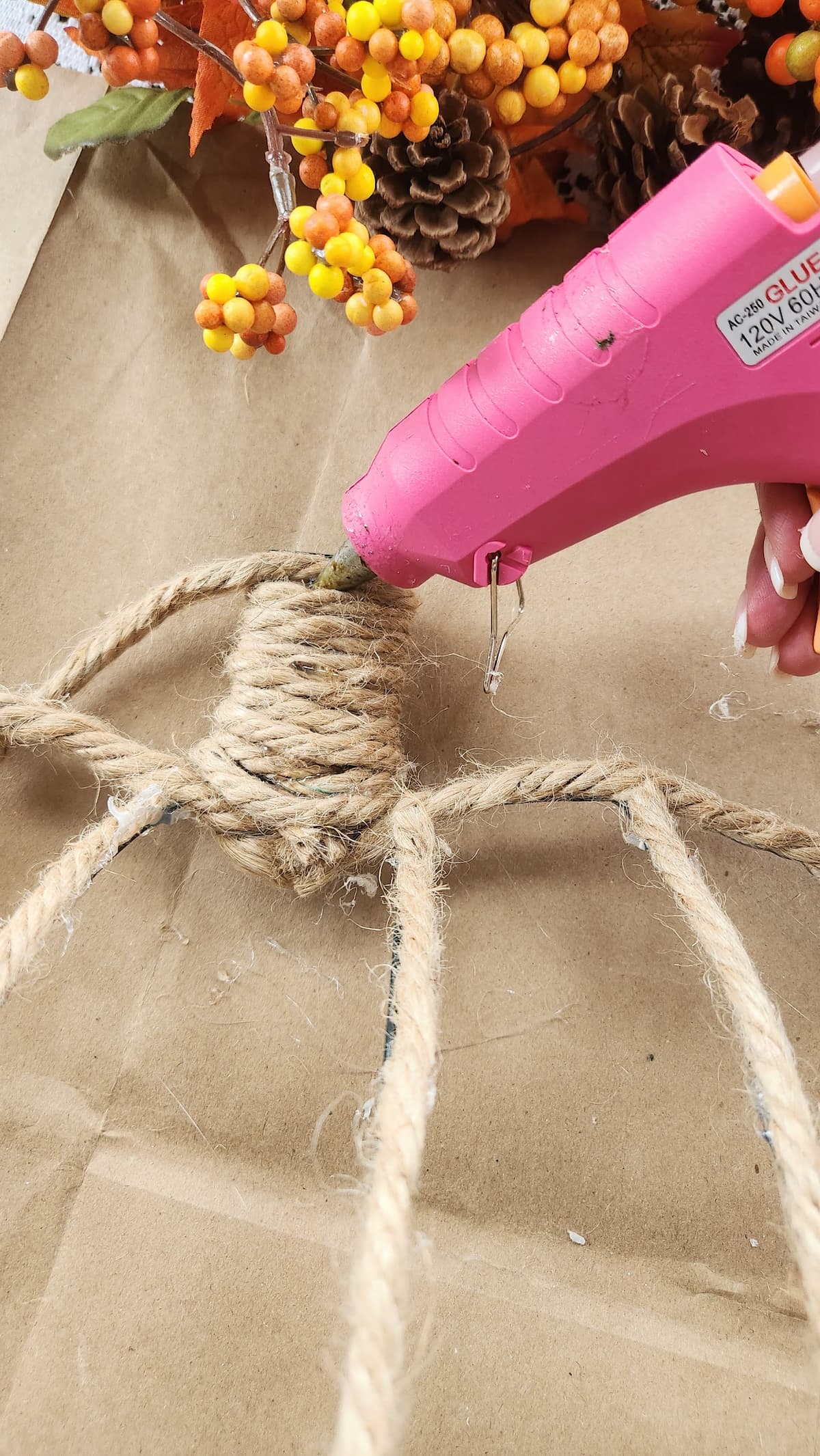 Easy Dollar Tree DIY Wire Pumpkin Wreath Tutorial - Hen and Horse Design